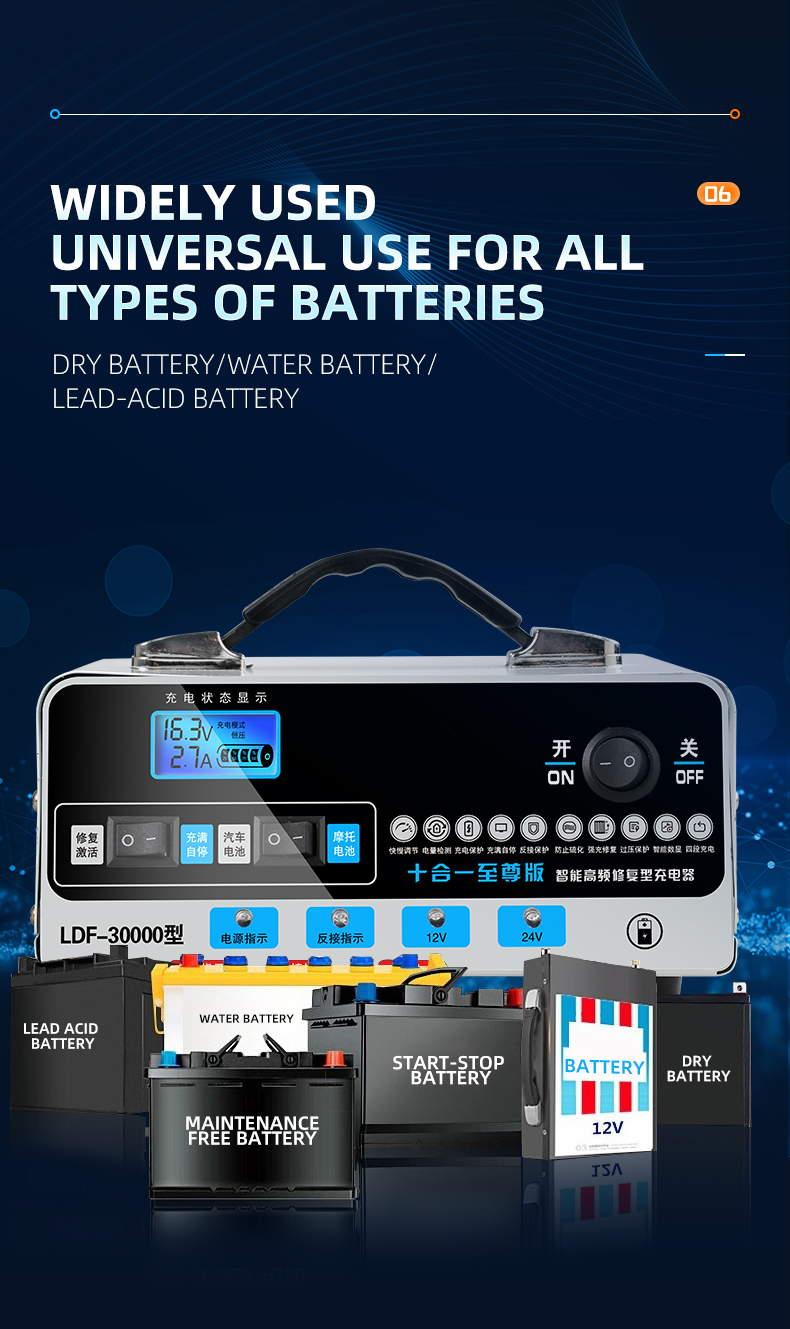 SOARFLY Car battery Charger 800A Bateri Kereta Universal Lorry Car ...
