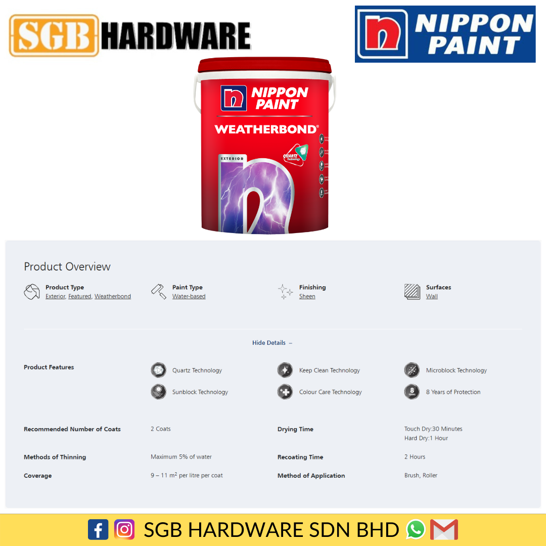 Nippon Weatherbond 1L Exterior Paint / Cat Dinding Luar Rumah 1L (Exterior Collection P3 & P4 ...