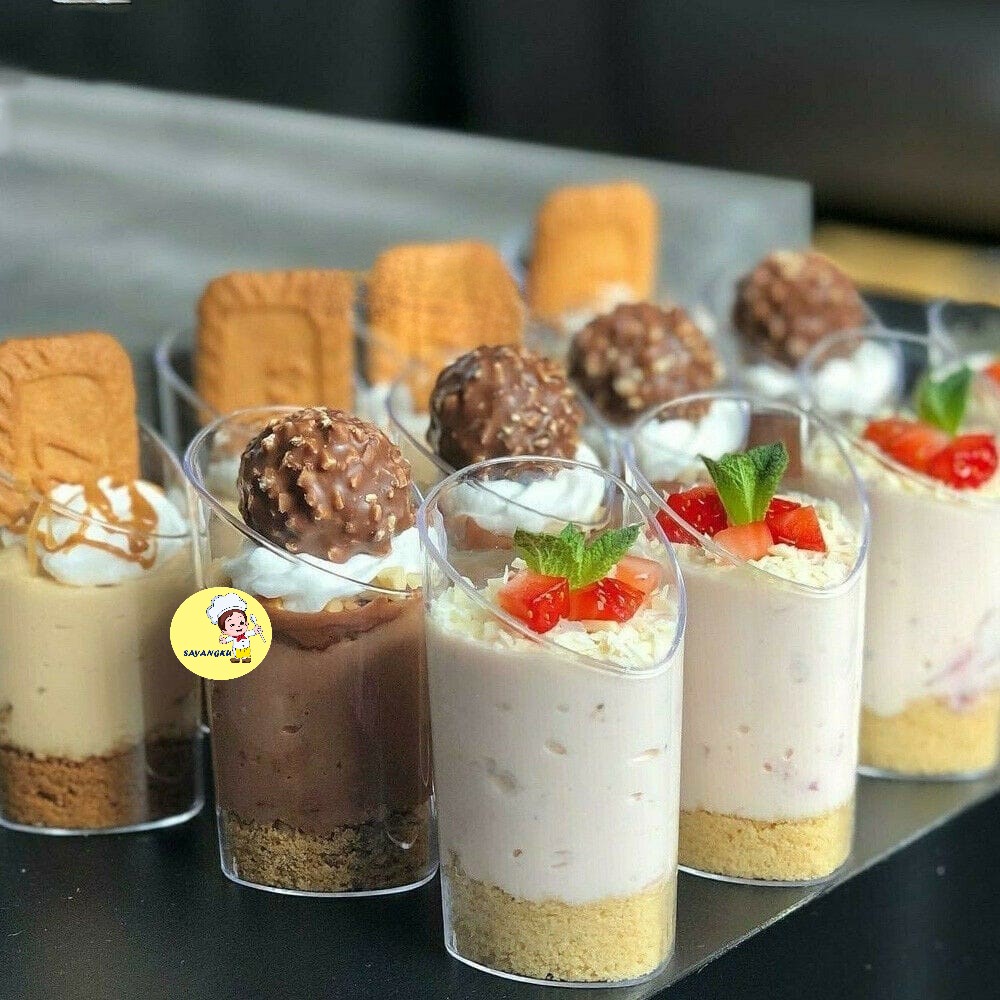 Code J105 / 80ml 10Pc Slanted Party Dessert Cup Bevel Tiramitsu Mousse Pudding Cup Disposable ...