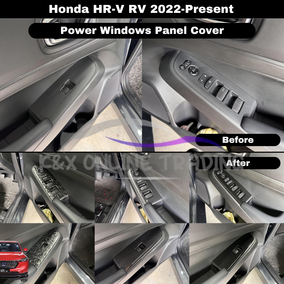 Honda HRV HR-V RV 2022-2025+ Carbon Trim/Glossy Black Power Windows ...