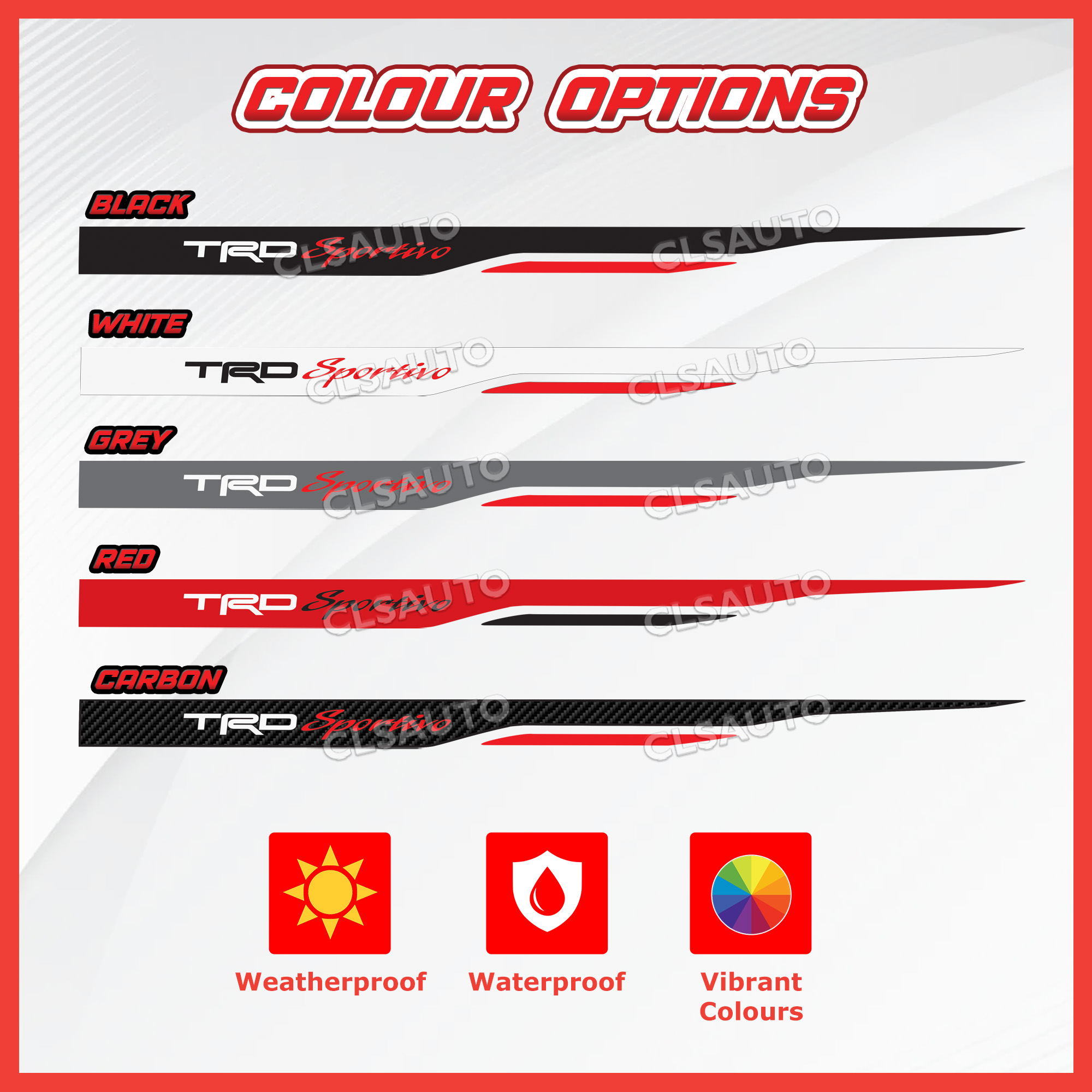 Toyota Vios Sticker TRD Sportivo GR Sport Car Side Body Lining Decal ...
