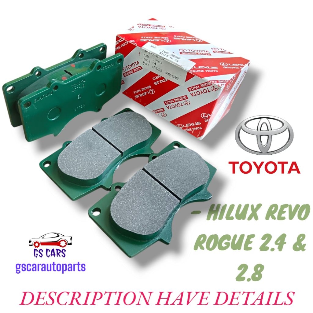 Toyota front disc brake pad hilux revo rogue 2.4 2.8 gun125 gun126 ...