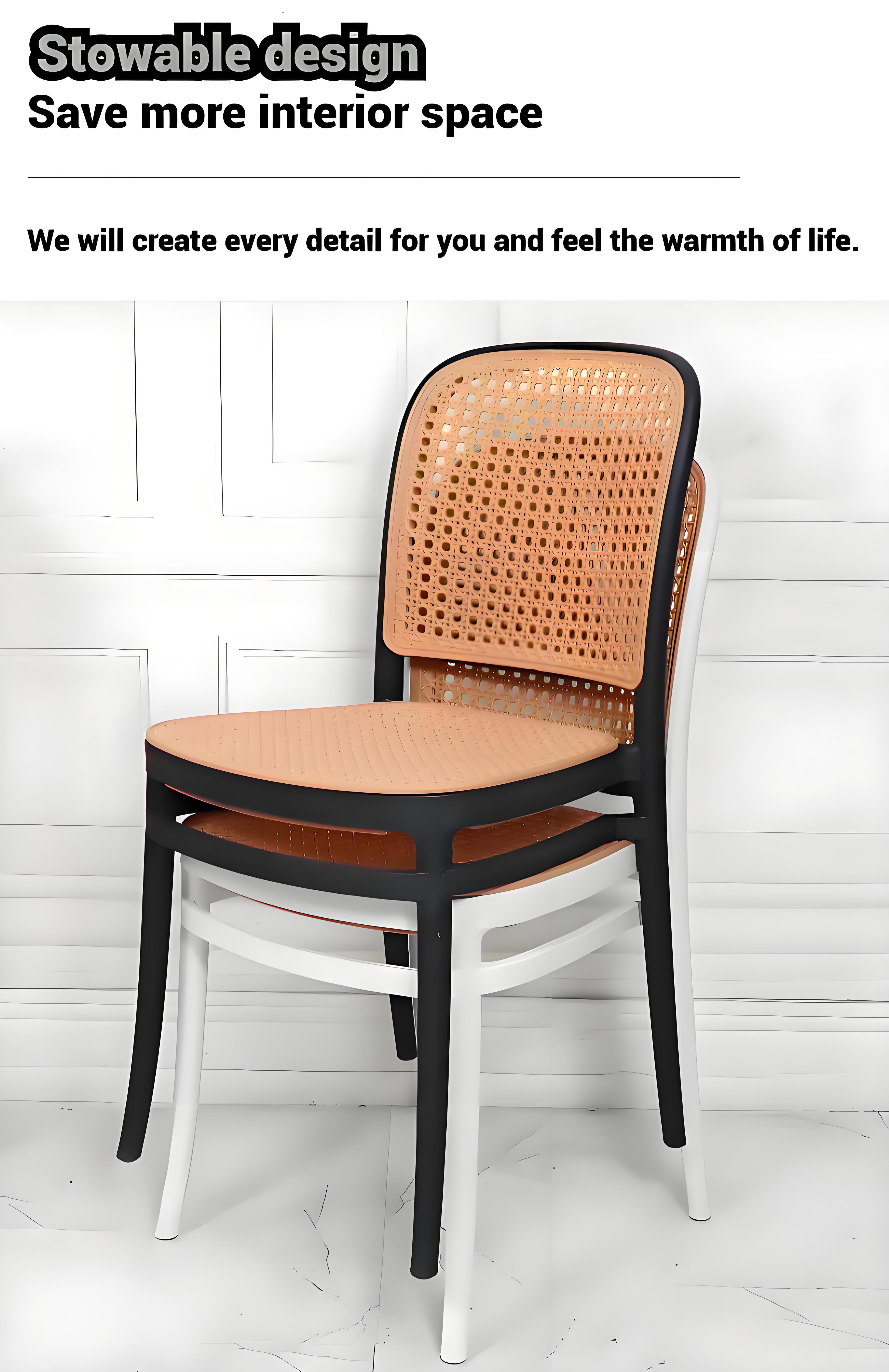 ⚡In Stock⚡】Plastic Rattan Chair Home Stackable Dining Chair Backrest ...