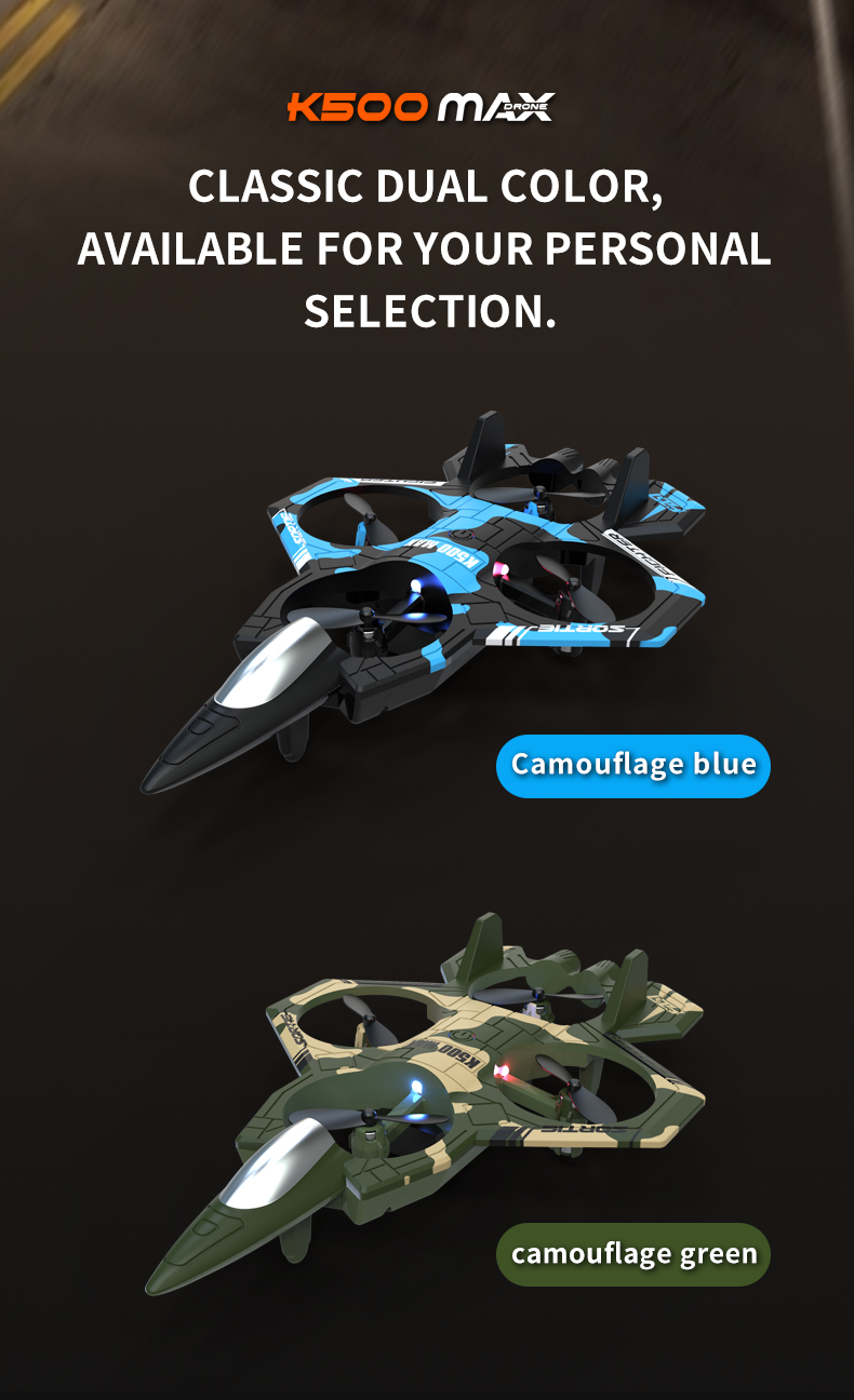 K500Max Fighter Jet Quadcopter Drone Stunt Light RC Airplane Four ...