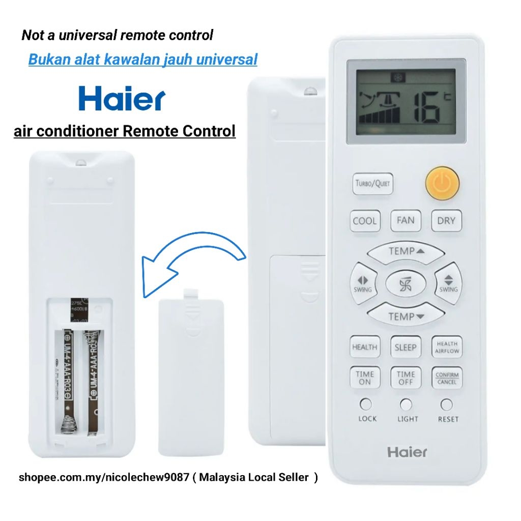 Original / Asal Haier air Conditioner Remote Control 0150401205 ...