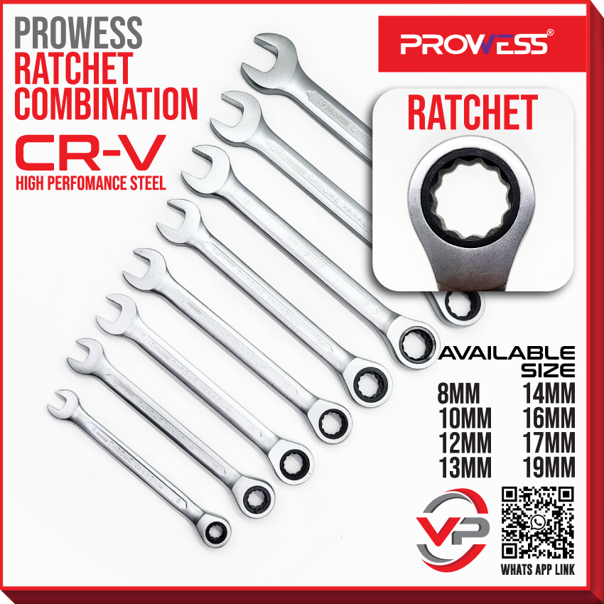 PROWESS HEAVY DUTY FLEXIBLE HEAD RATCHET COMBINATION WRENCH 12PT/ COMB ...