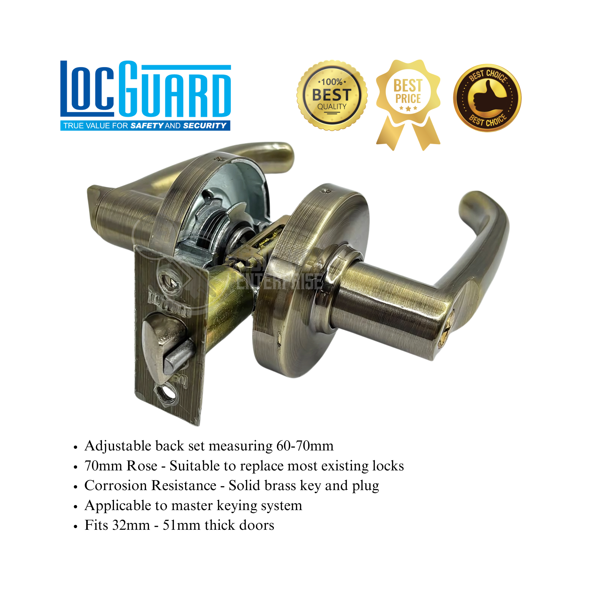 LOCGUARD Tubular Lever Door Lock Set GF100 Series Heavy duty (Antique ...
