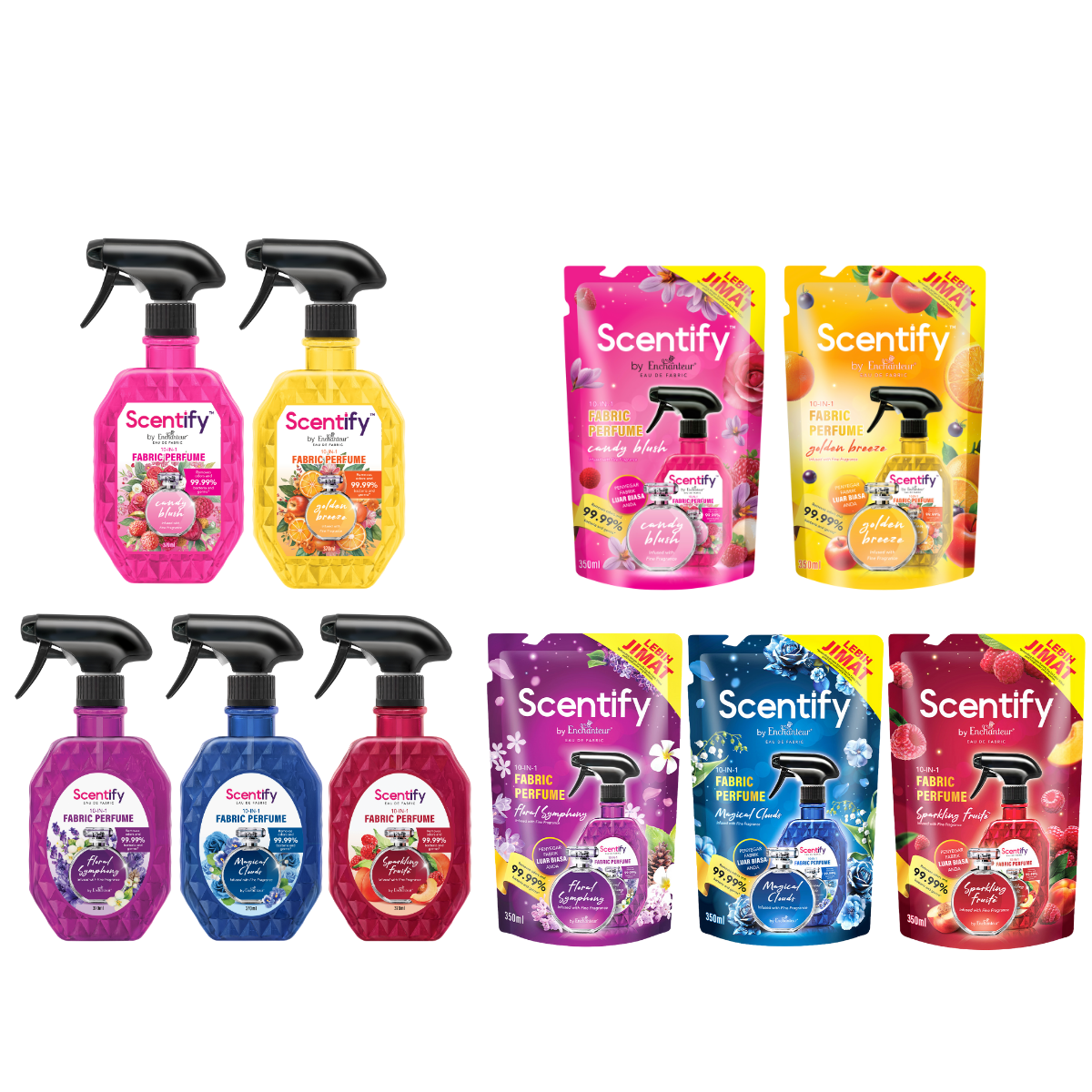 SCENTIFY Fabric Perfume Combo Pack | Fabric Perfume + Refill Pouch x2 ...