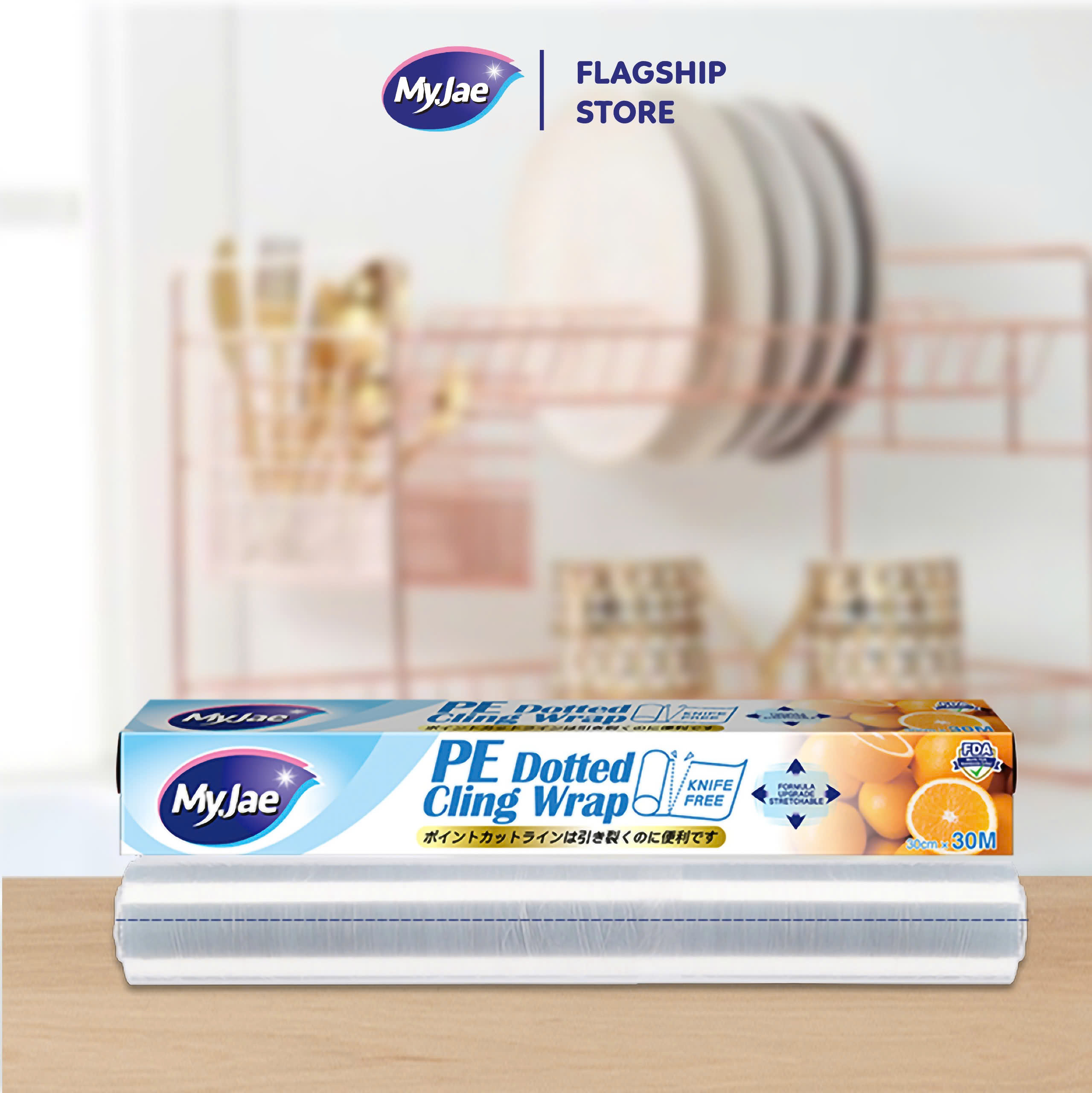 MyJae PE Dotted Cling Wrap Fresh Keeping FDA Certified Knife Free ...