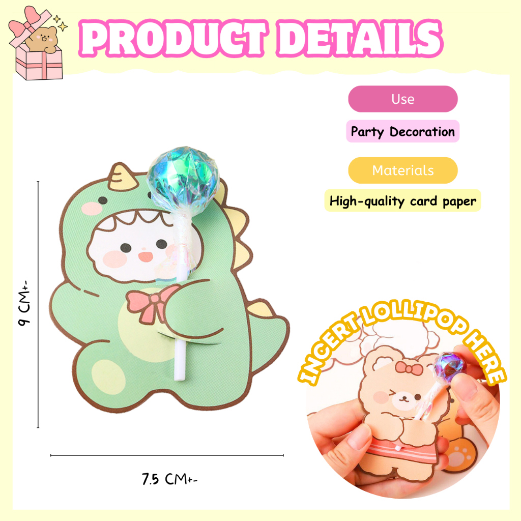 [Happy Kids] Candy Card Lollipop Holder Candy Decoration Card Birthday ...