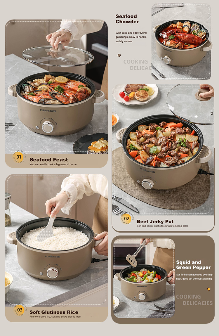 5L Large Capacity Multifunctional Electric Cooker 电煮锅 Non-Stick Multi ...