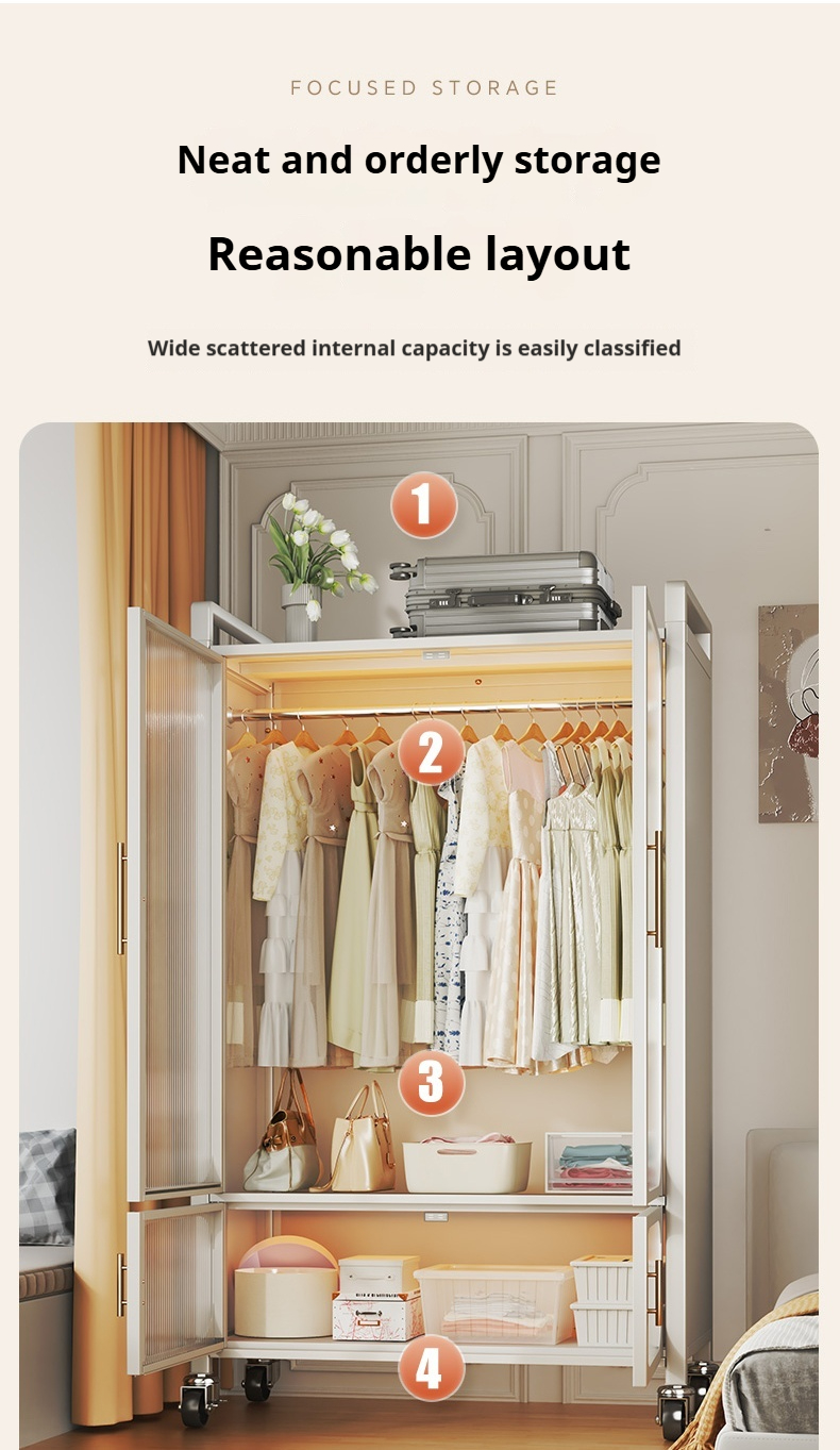 𝐁𝐌𝐙𝐀𝐑 𝙄𝙣 𝙎𝙩𝙤𝙘𝙠 Iron Wardrobe With Wheels 4 Doors Almari Besar Almari ...