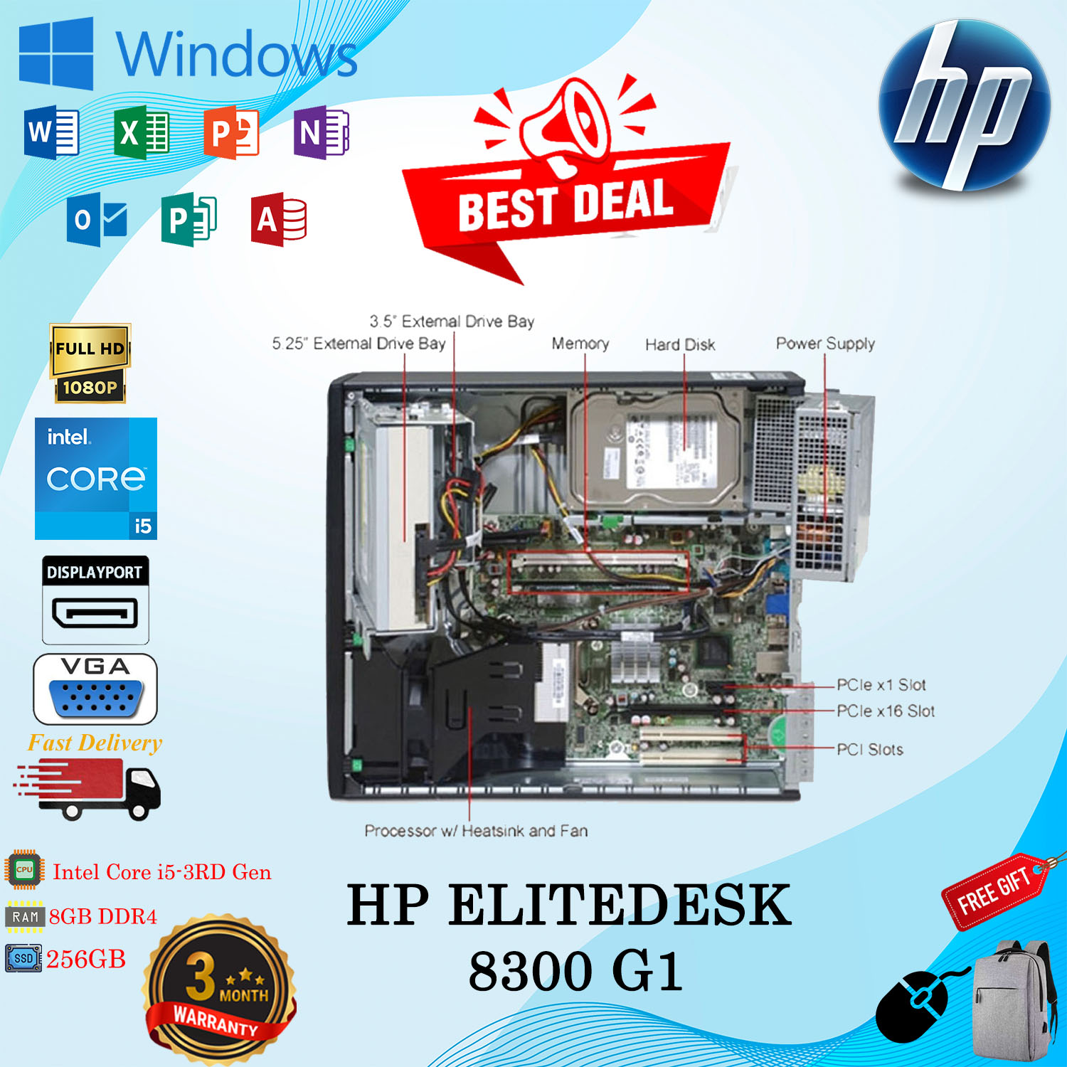 (READY STOCK) HP Compaq Elite 8300 SFF PC Intel Core i5 3rd Gen 8GB Ram ...