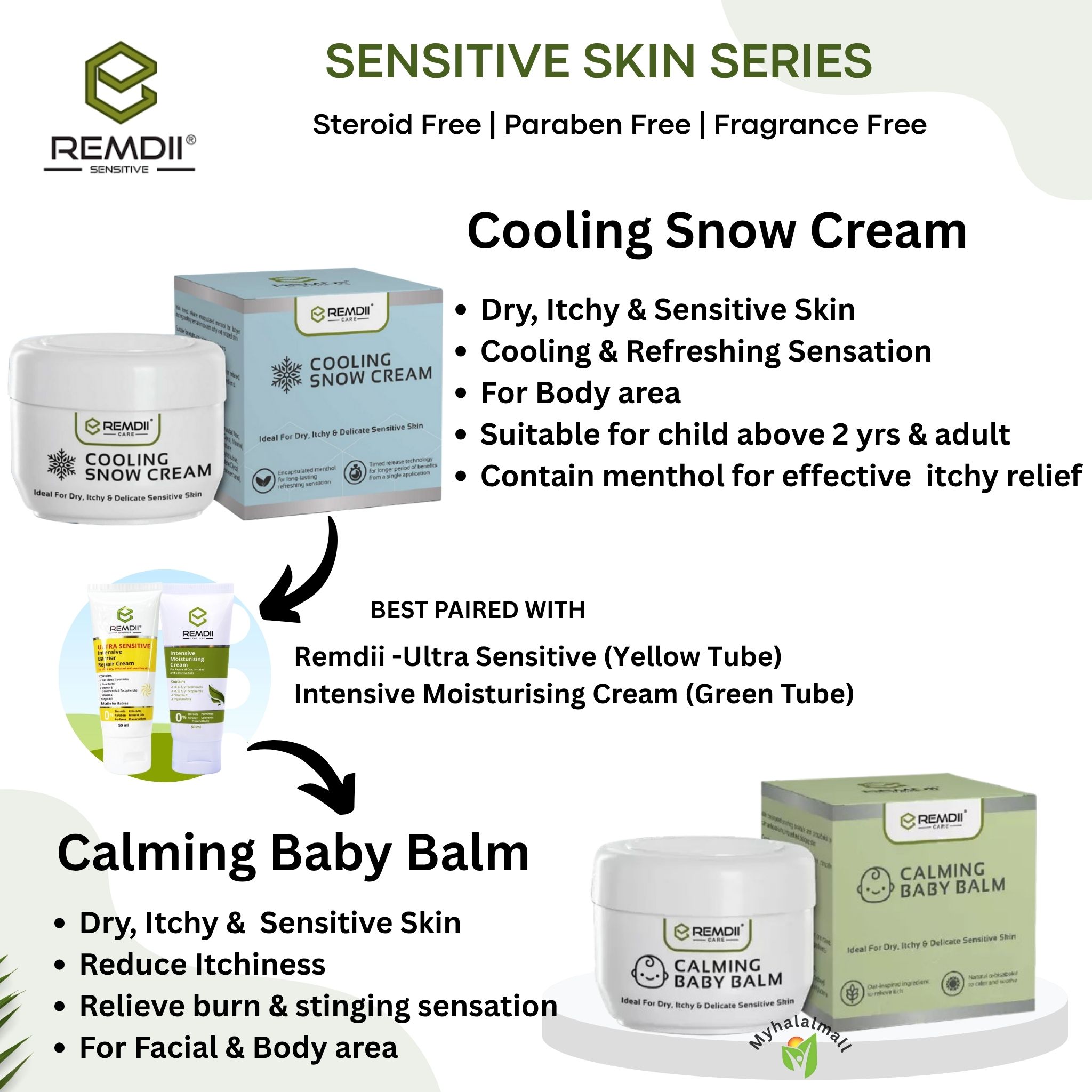 REMDII COOLING Snow Cream 30gm Krim Ekzema, Sensitive Skin, Rashes ...