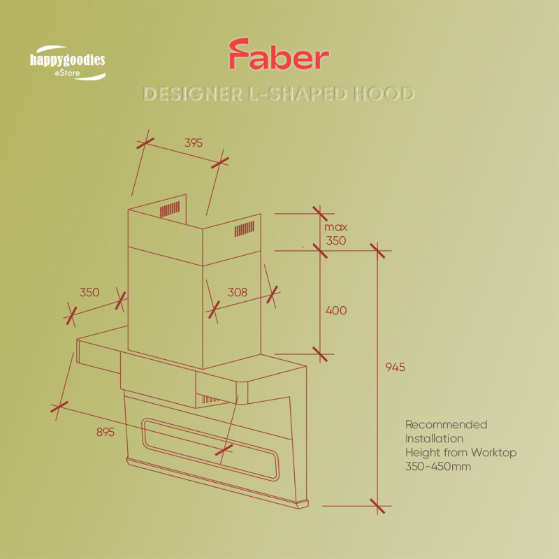 Faber L-Shaped Hood 1800m3h max Suction with Gesture Sensor Auto Heat ...