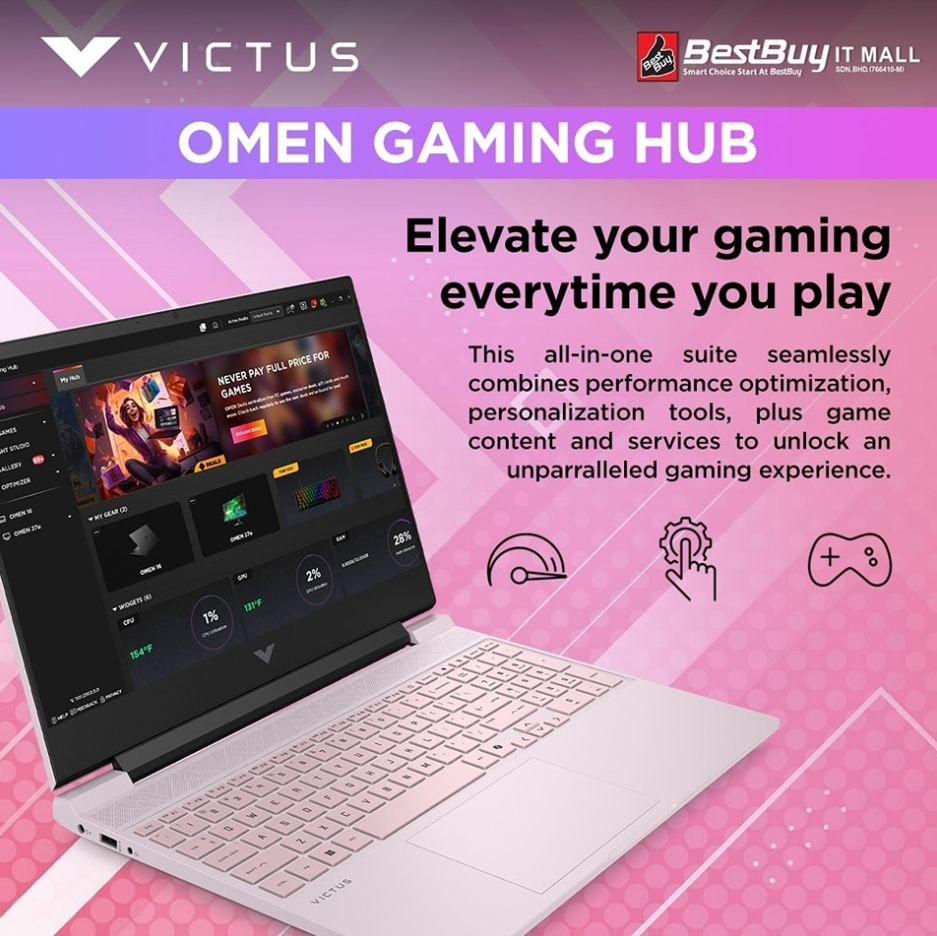 HP VICTUS GAMING LAPTOP 15-fa2166TX / 15-fa2167TX - PINK / BLUE (i5 ...