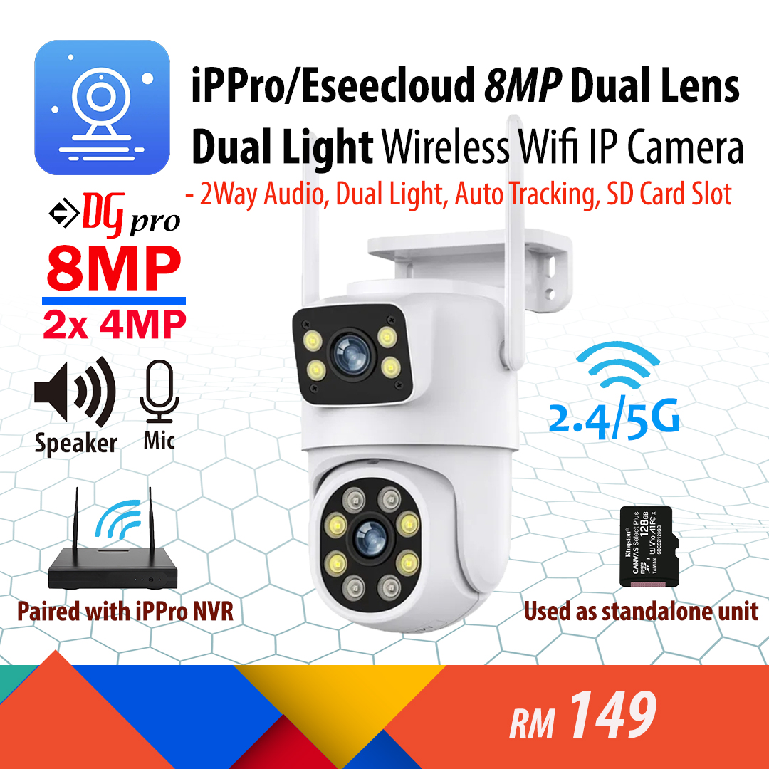 EseeCloud / iPPro 8MP Dual Lens Double Screens Dual Light Dual Band 2 ...