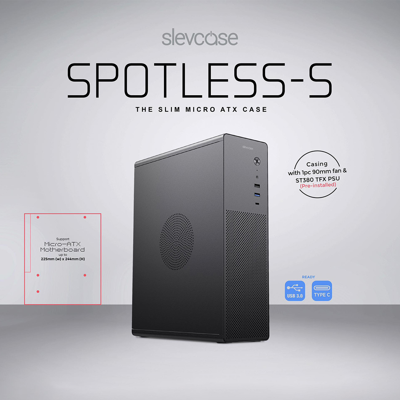 SLEVCASE SPOTLESS / S SLIM / NOMA PLUS MATX/ITX PC CHASIS (Minimalism ...
