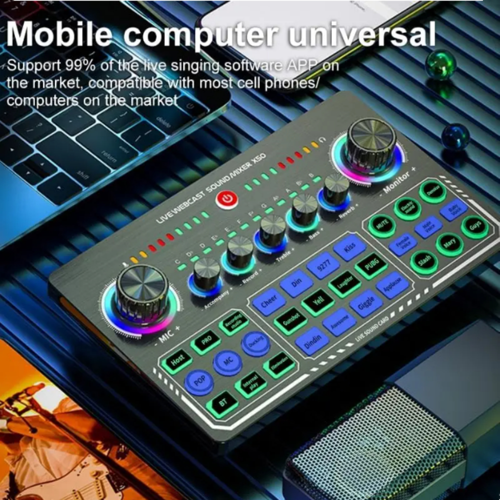 LED mini sound card voice changer wireless bluetooth rechargeable ...