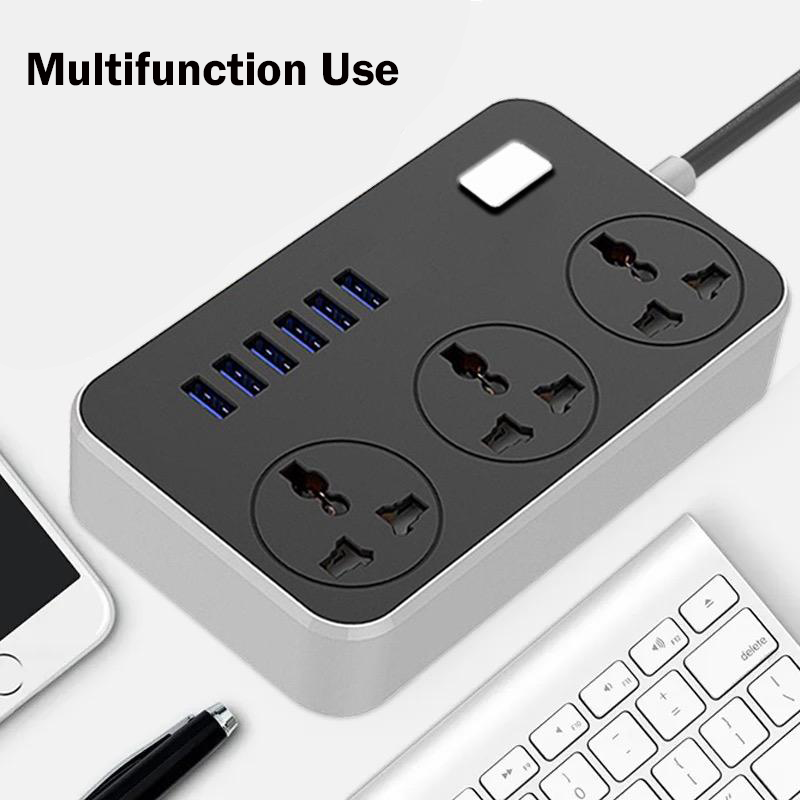 6 USB + 3 Universal Power Strip | Multi Plug Extension Socket | Surge ...