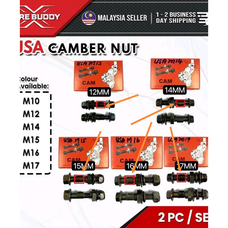USA Heavy Duty Camber Nut (2Pc/Set) Camber Bolt Skru Chamber Alignment ...