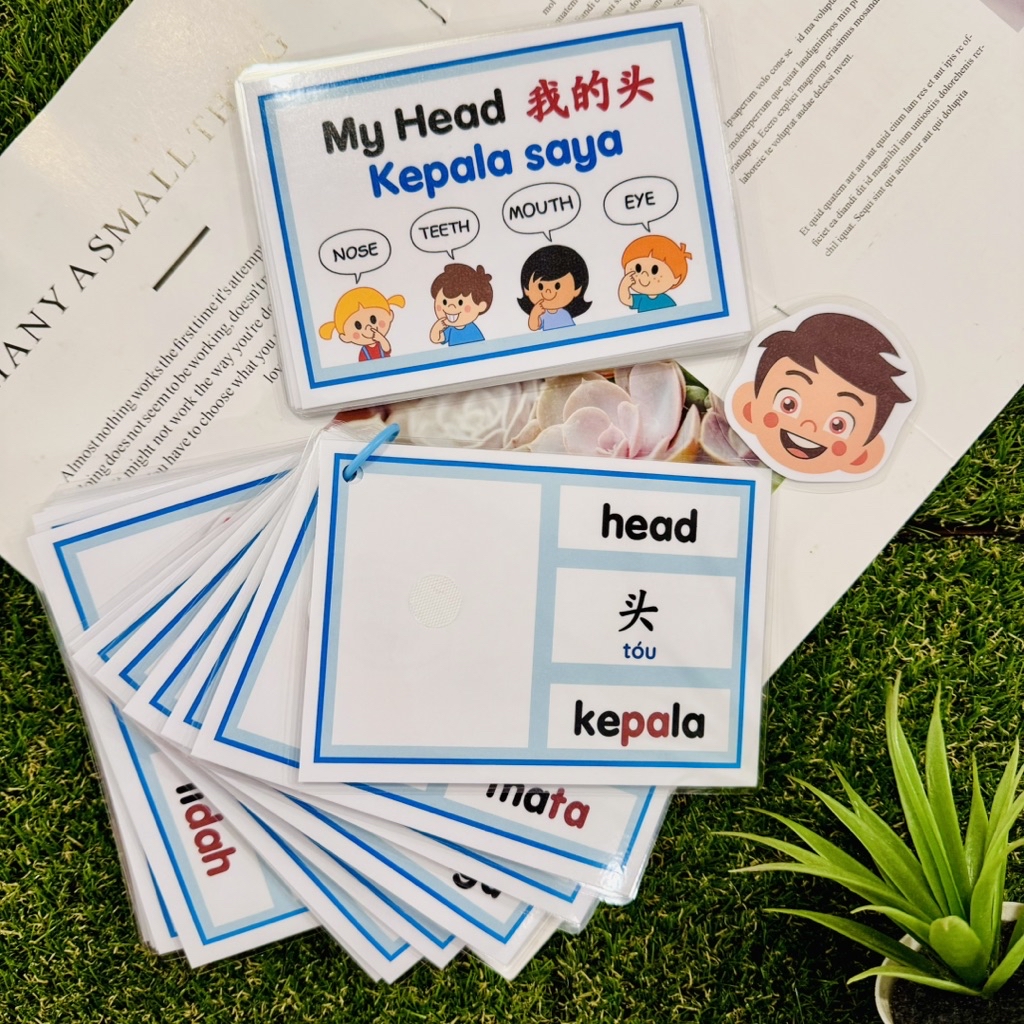149 English ·Malay·华语 Tri Language Flash Card·3in1 三语识字字卡】三语 华文 英文 马来文 ...