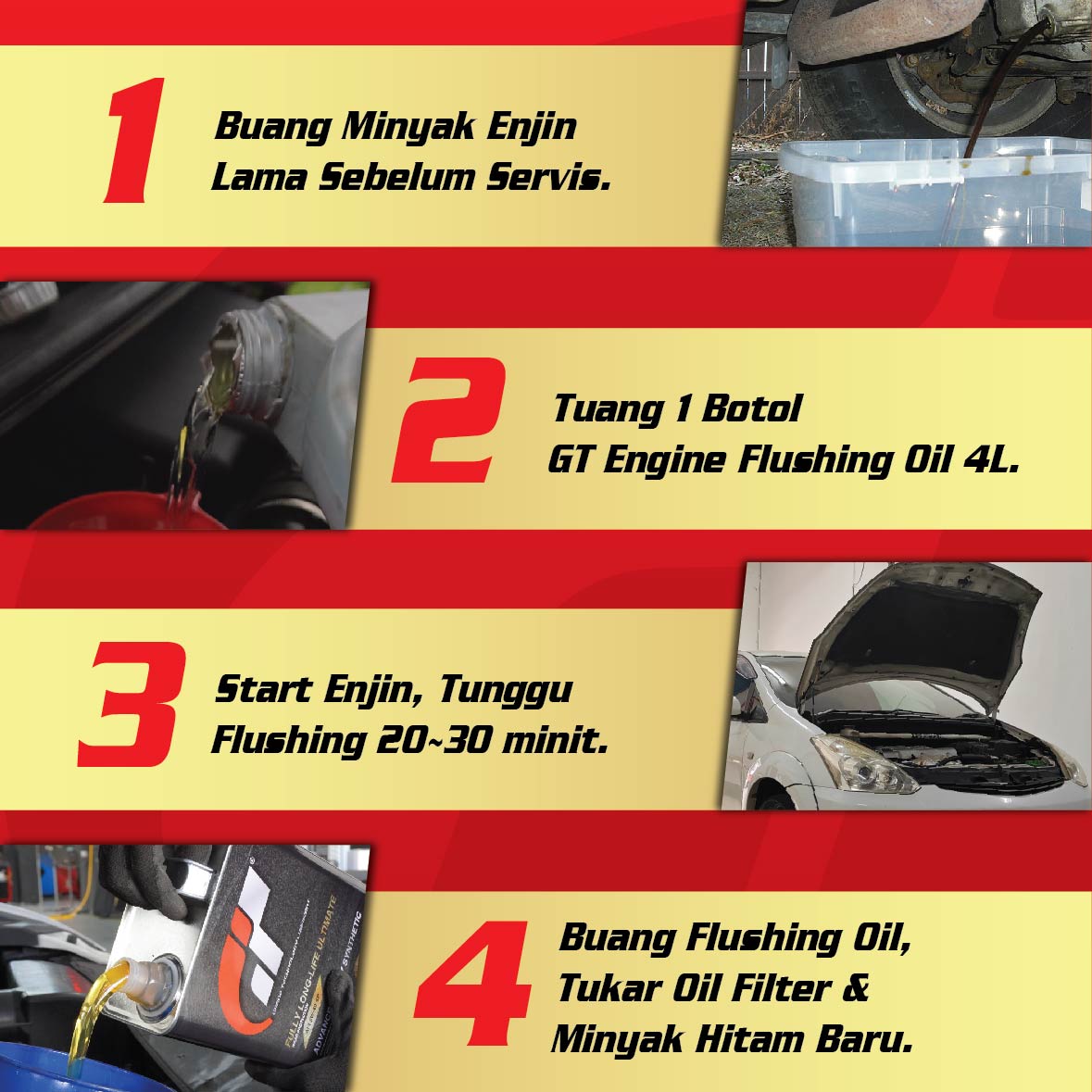 GT ENGINE FLUSHING OIL 4L - Engine Cleaning Bersihkan Enjin Prolongs Car Engine Life for Petrol ...