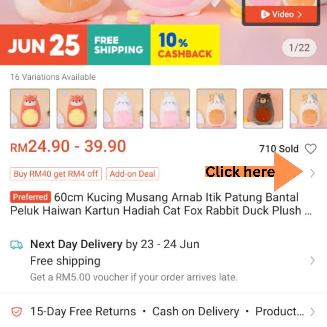 60cm Kucing Musang Arnab Itik Patung Bantal Peluk Haiwan Kartun Hadiah ...