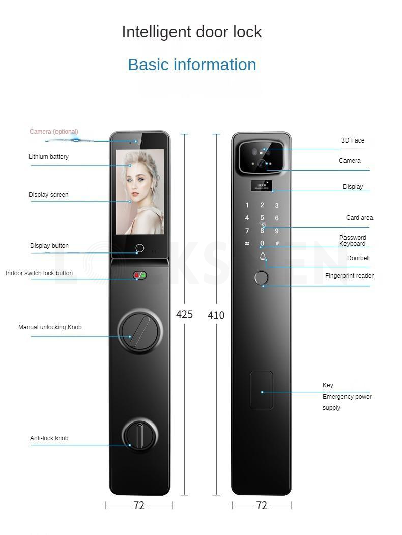 LOCKSMEN D501 Digital Smart Door Lock | Face ID Unlock | Palm ID Unlock ...