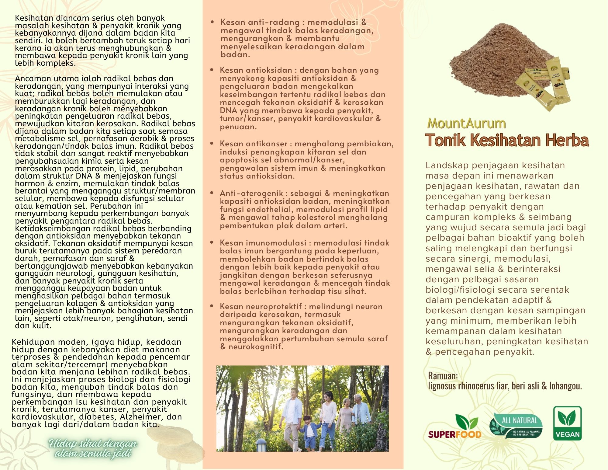 Mount Aurum—Herbal Health Tonic/Tonik Kesihatan Herba/草本保健品, 3.8g x 18 ...