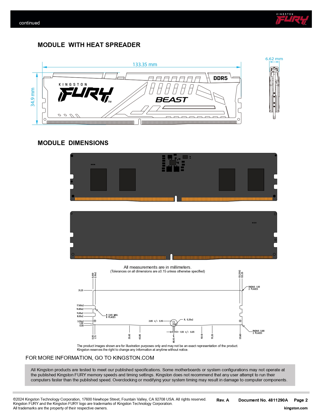 Kingston Fury Beast 6000MT/s DDR5 CL30 DIMM Desktop Memory AMD Expo Kit of 2 - 16GB/32GB/64GB ...