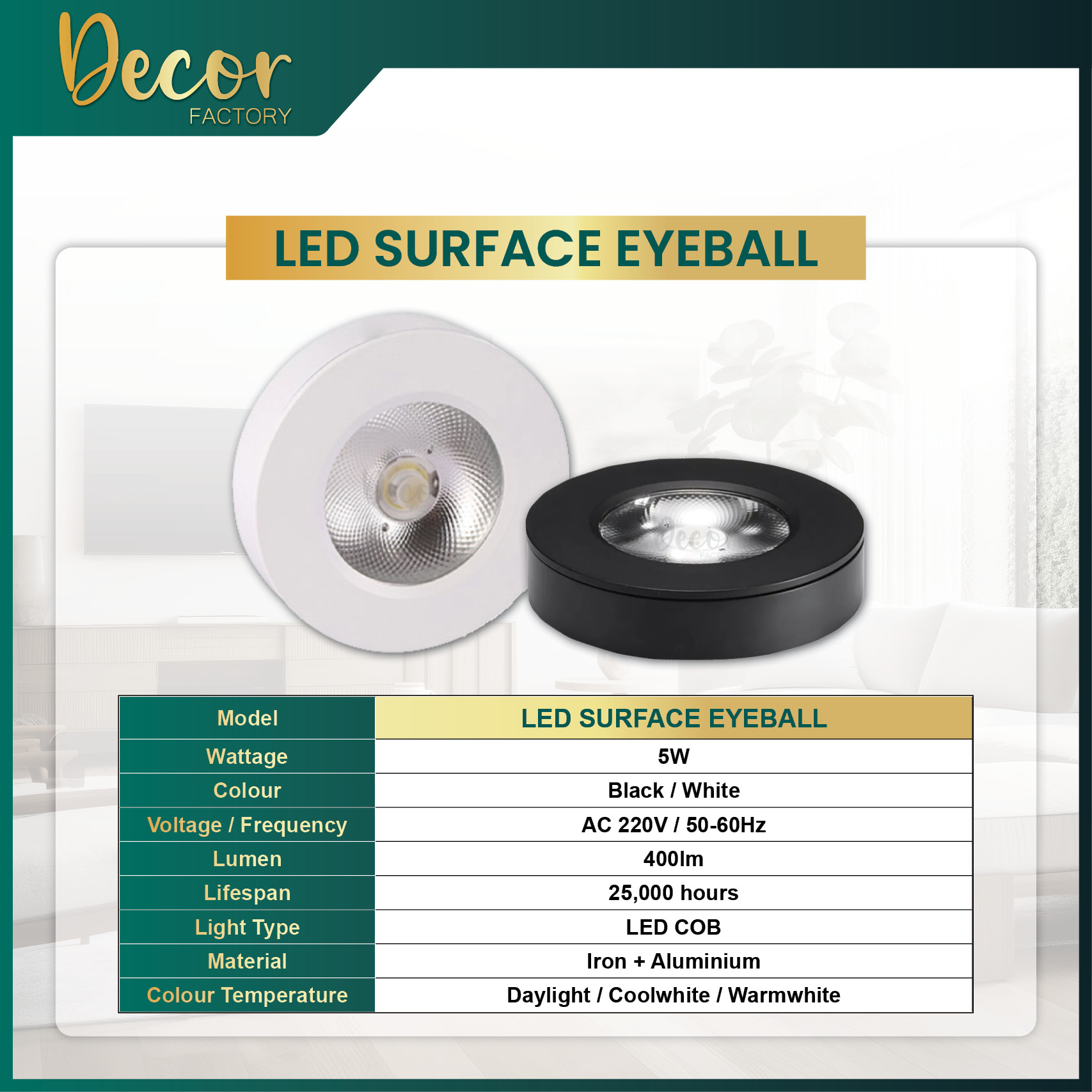 LED Surface Eyeball 5W Round Black White High Quality Concrete Mounted ...
