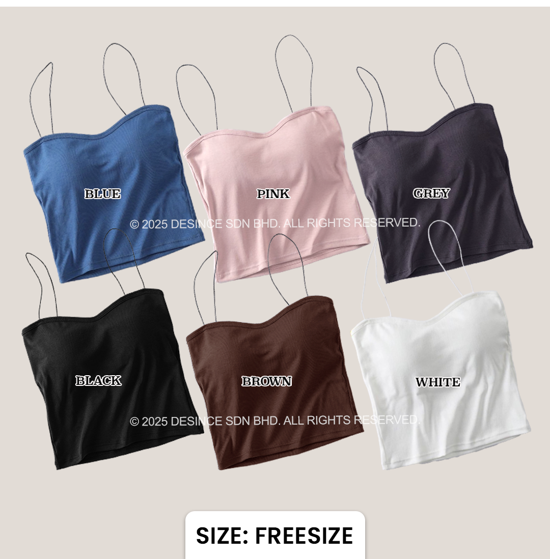 🇲🇾 DESINCE Women Thin Strap Singlet With Pad Woman Sexy Tank Top Solid ...
