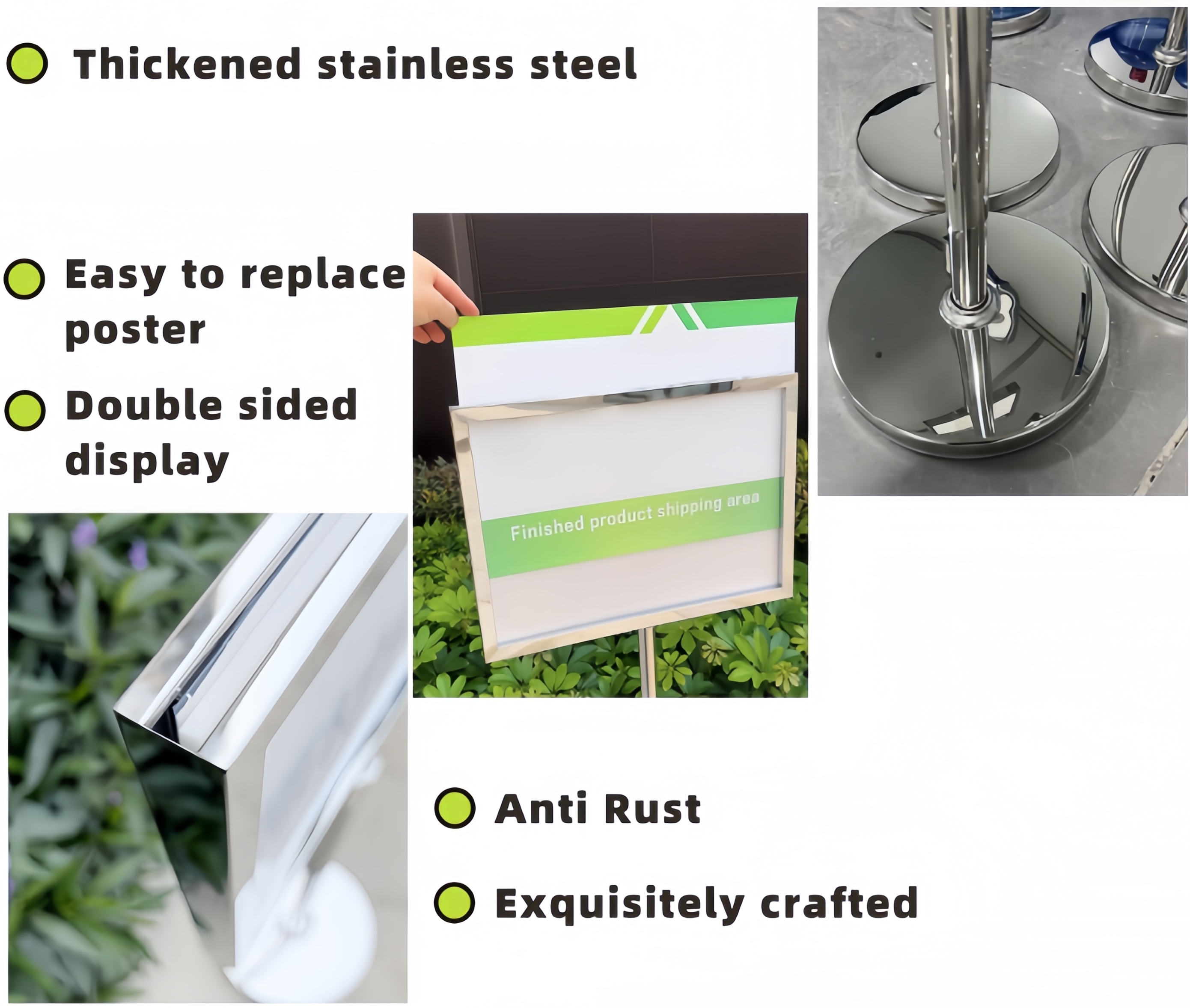 Outdoor Signboard Stand Stainless Steel A4 Heavy Base Wind Resistant ...