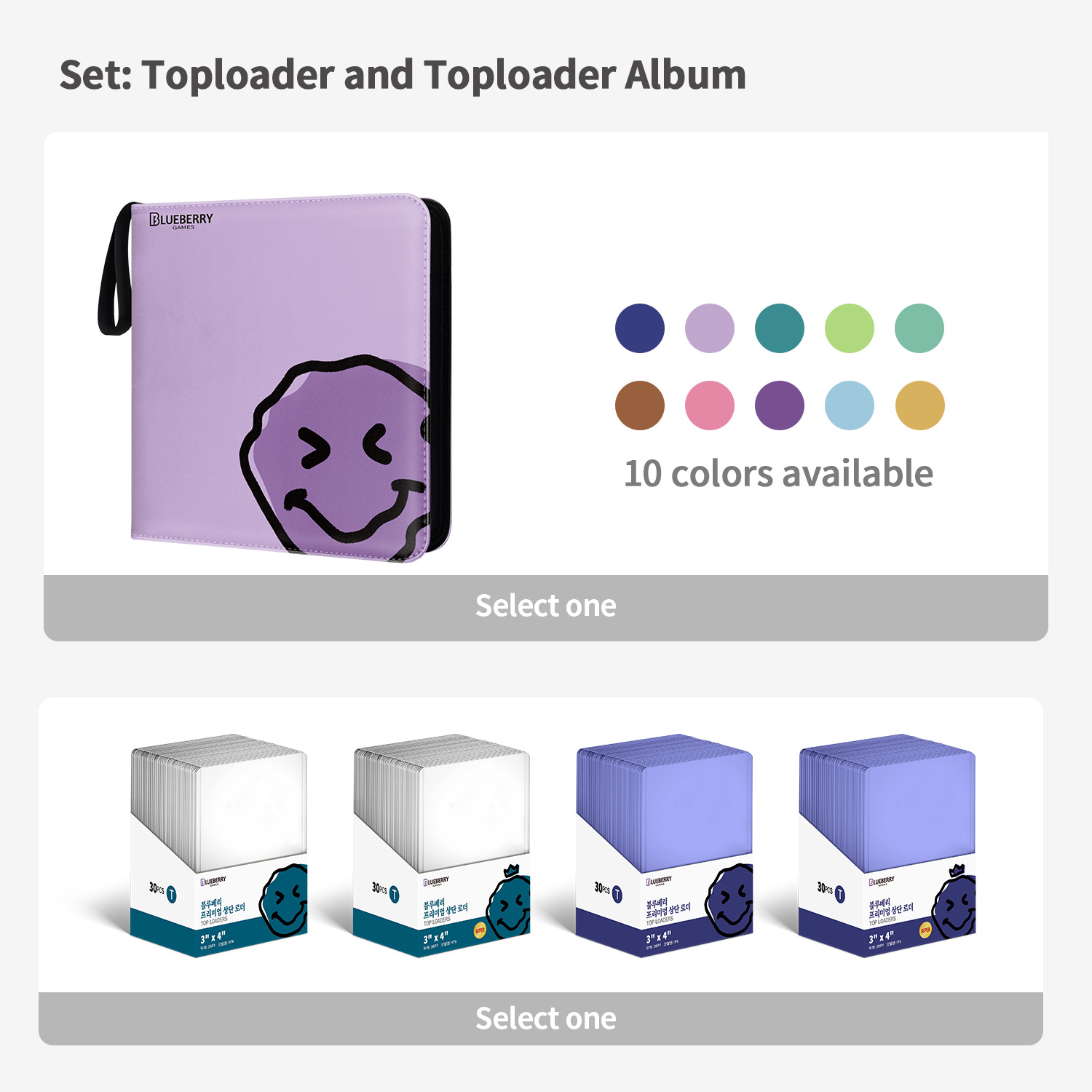 Blueberry Toploader Binder Album Set Trading Cards 240Pocket Leather ...