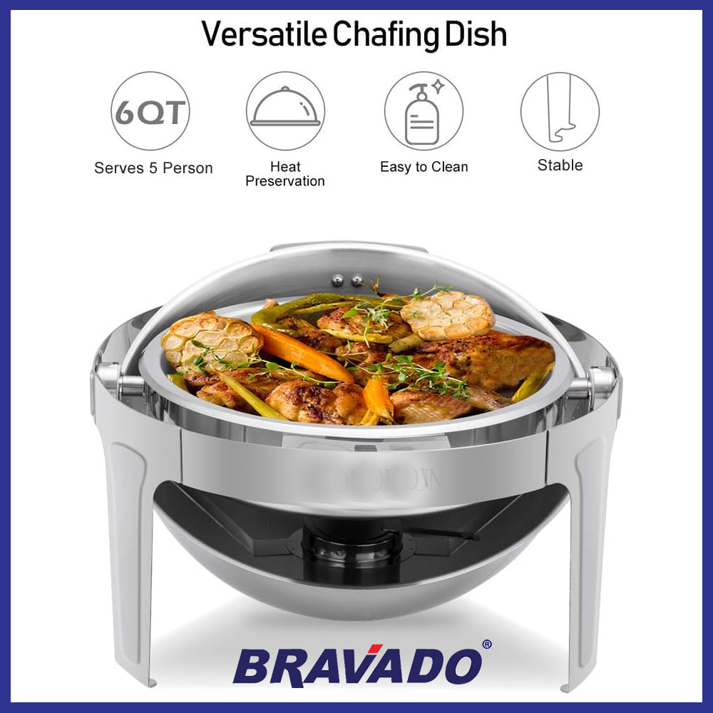🔥BEST OFFER🔥IMBACO STAINLESS STEEL BUFFET ROUND ROLL TOP CHAFING DISH ...