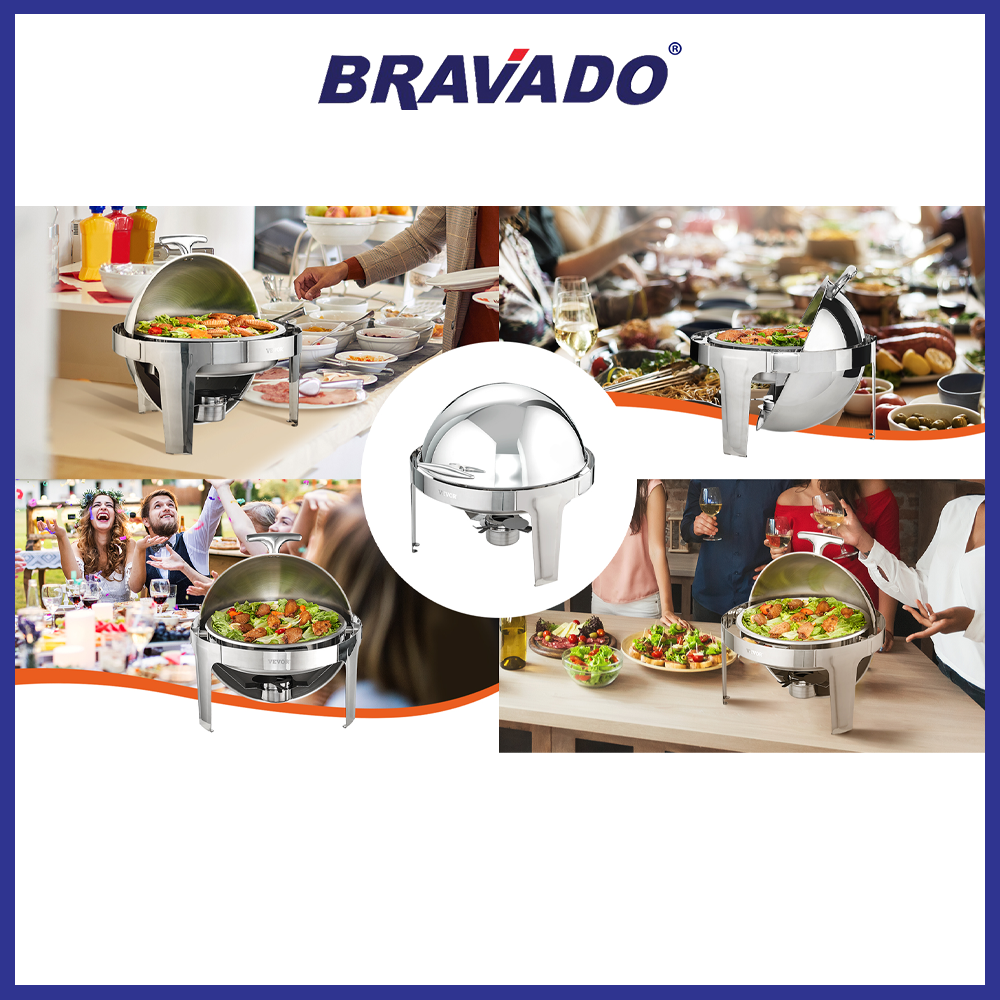 🔥BEST OFFER🔥BRAVADO STAINLESS STEEL BUFFET ROUND ROLL TOP CHAFING DISH ...