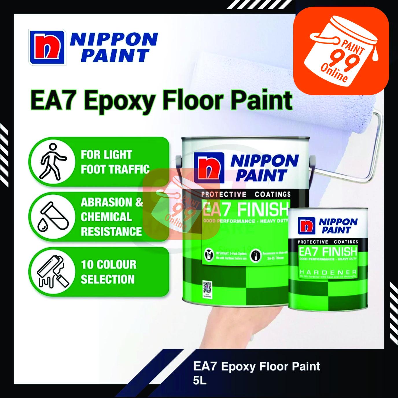 Nippon EA7 epoxy floor paint / cat lantai rumah epoxy simen, besi ...