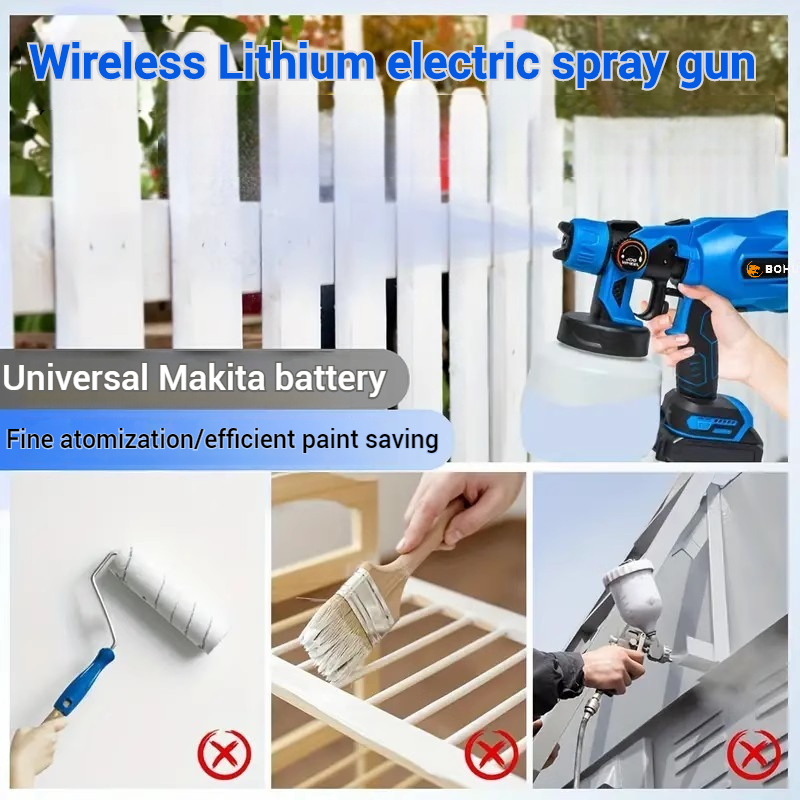 BOHU 3500W Cordless Paint Sprayer Electric Spray Gun Woodworking ...