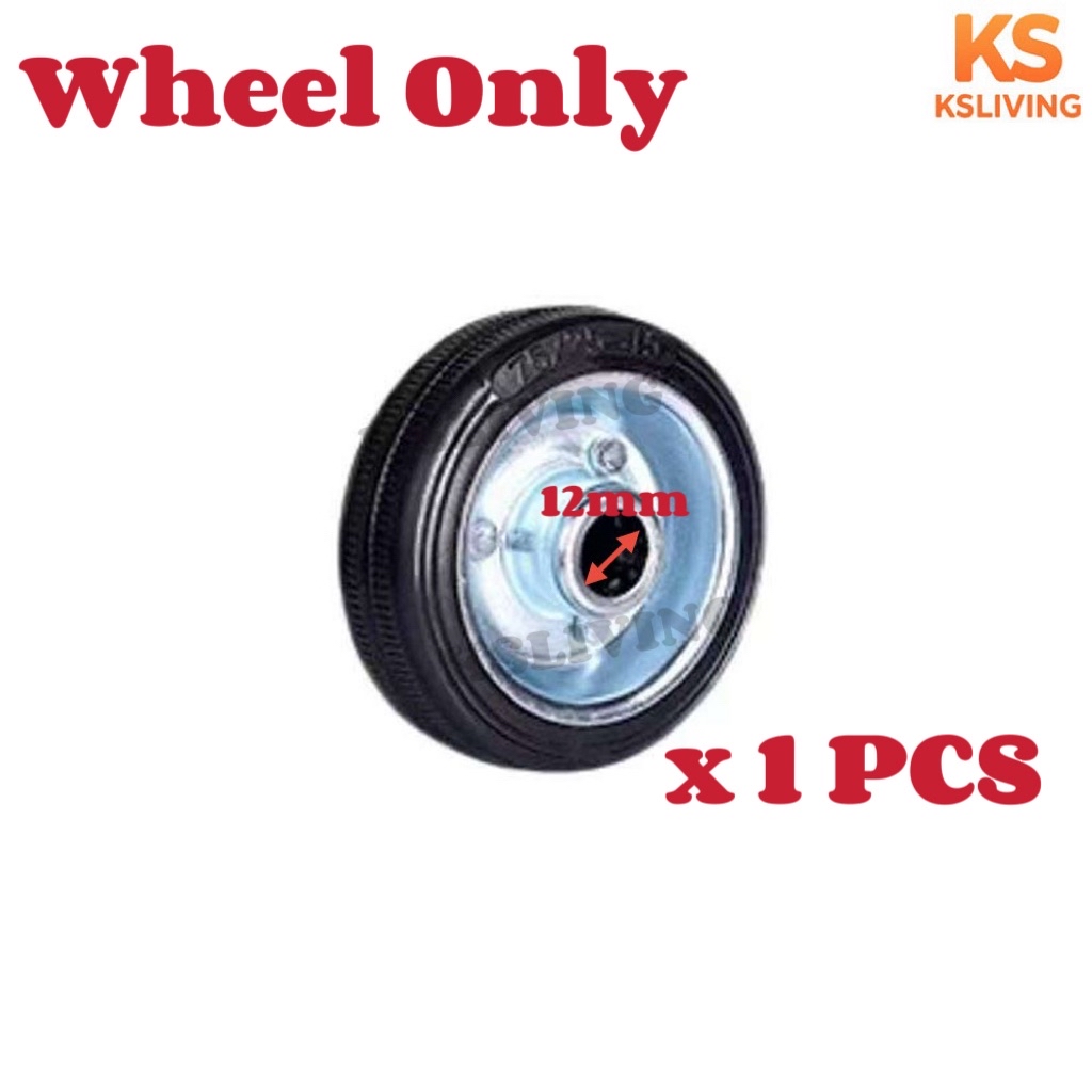 Kim.S 3”[75MM] Rubber Wheel Roller Heavy Duty Roda Rubber Trolley Roda ...