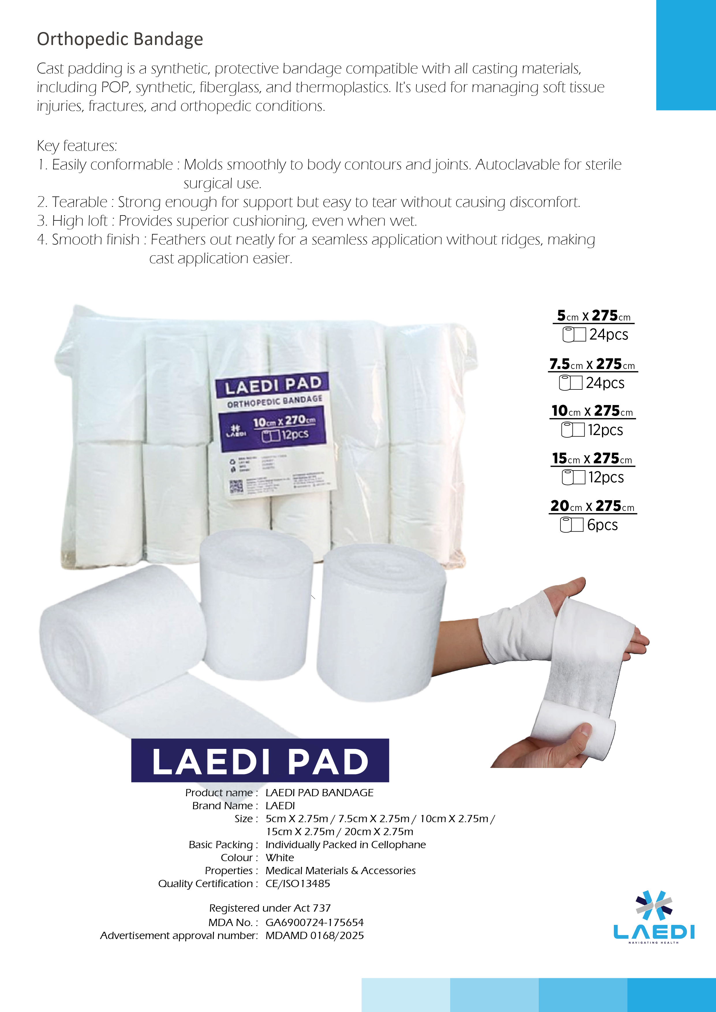 LAEDI PAD ORTHOPEDIC UNDERCAST BANDAGE / ORTHOBAN | Shopee Malaysia