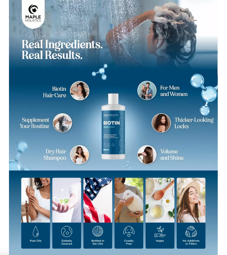 Maple Holistics Biotin Hair Shampoo for Thinning Hair | Extra Strength ...