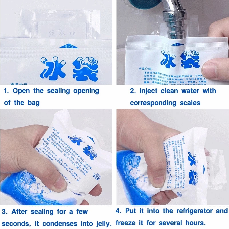 🇲🇾 Extra Thick 5 Size Reusable Ice Bag Pack Water Injection Cooler ...
