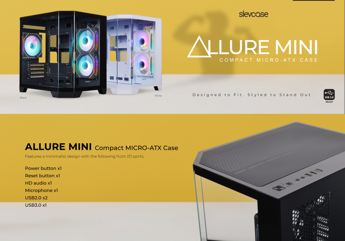 Slevcase ALLURE MINI Compact Panoramic MATX PC Case Casing | Shopee ...