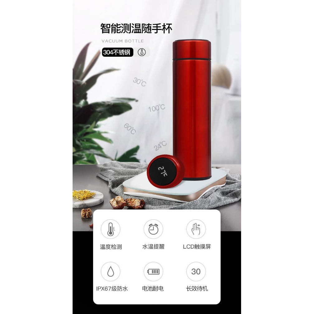 Fashion Smart Temperature Flask - LED Display Vacuum Insulated Thermal ...