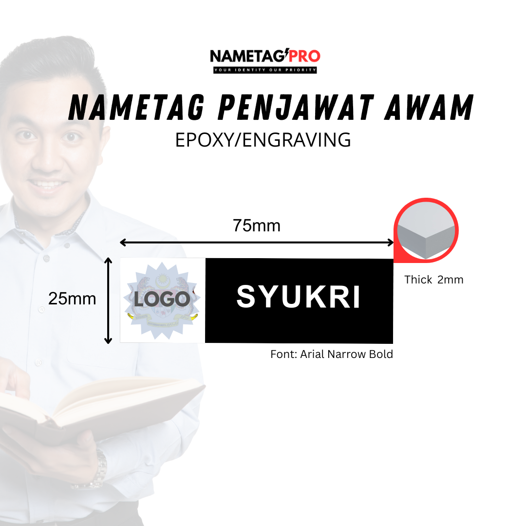 Name Tag Jata Negara, Name Tag Penjawat Awam / 2.5cm x 7.5cm Epoxy ...