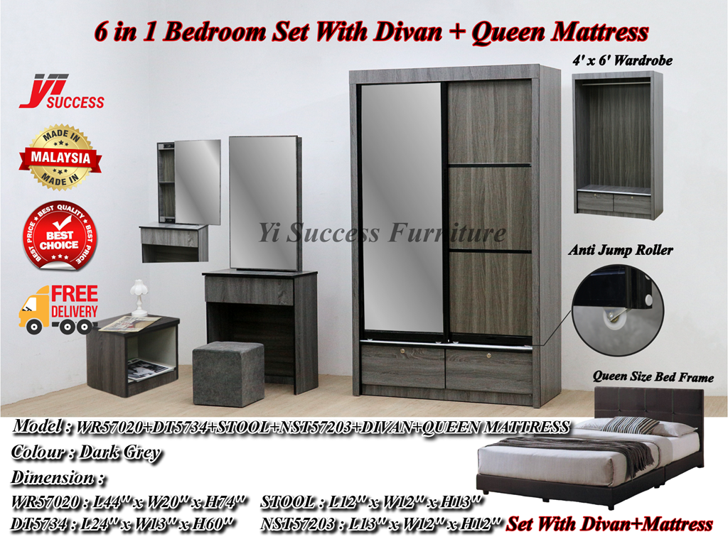 Yi Success Fidano Bedroom Set Furniture / Set Bilik Tidur Queen Size ...
