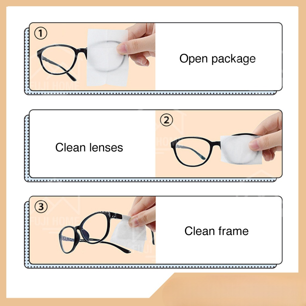 Spectacles Cleaning Wipes – 100pcs Individually Packed Wet Tissues for ...