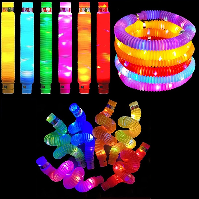 𝗖𝗢𝗢𝗟 𝗙𝗟𝗔𝗦𝗛 》LED Light Up Pop Tubes Kids Children Sensory Fidget ...