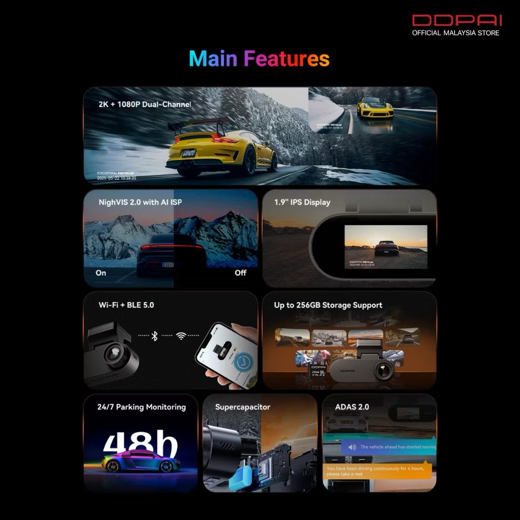 [NEW LAUNCH] DDPAI N2 Dual 2K Super Capacitor Dash Cam with NightVIS 2.0 Front & Rear [ Ready ...